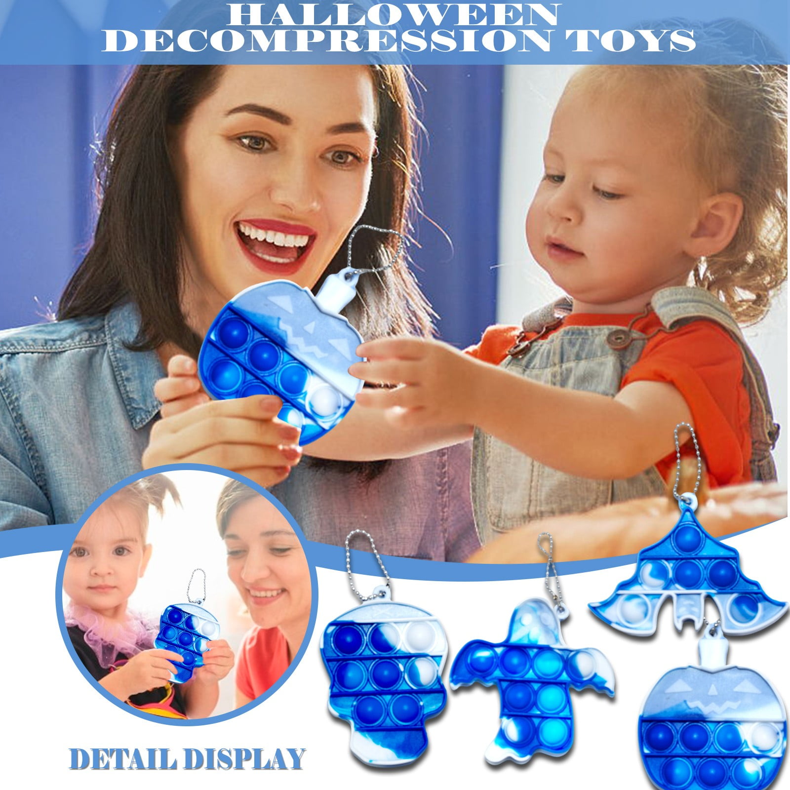 DEJUPE Halloween Decorations Halloween Silicone Push Pop Bubble Sensory ...