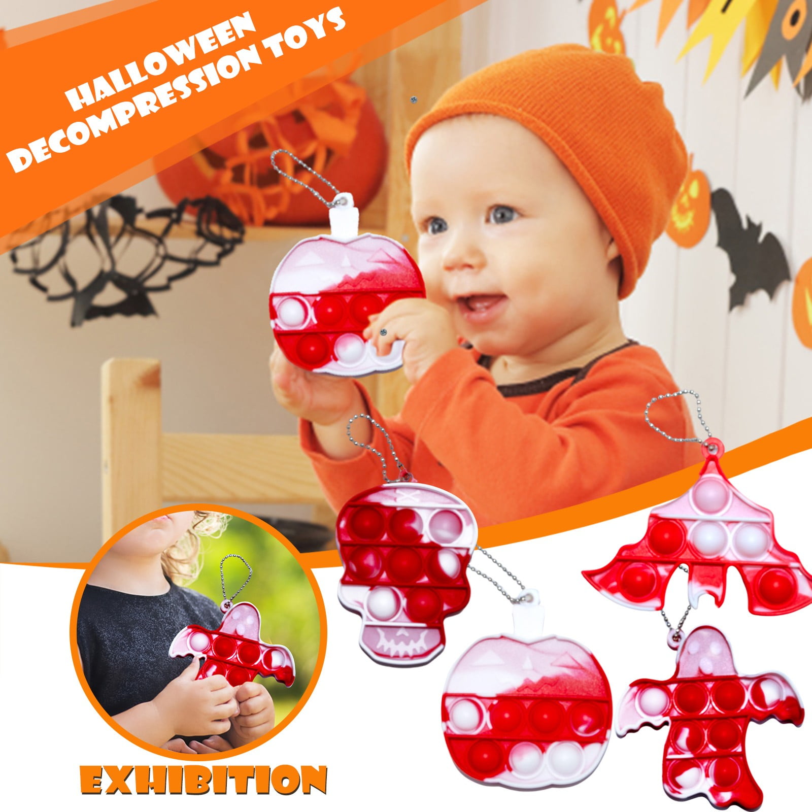 DEJUPE Halloween Decorations Halloween Silicone Push Pop Bubble Sensory ...