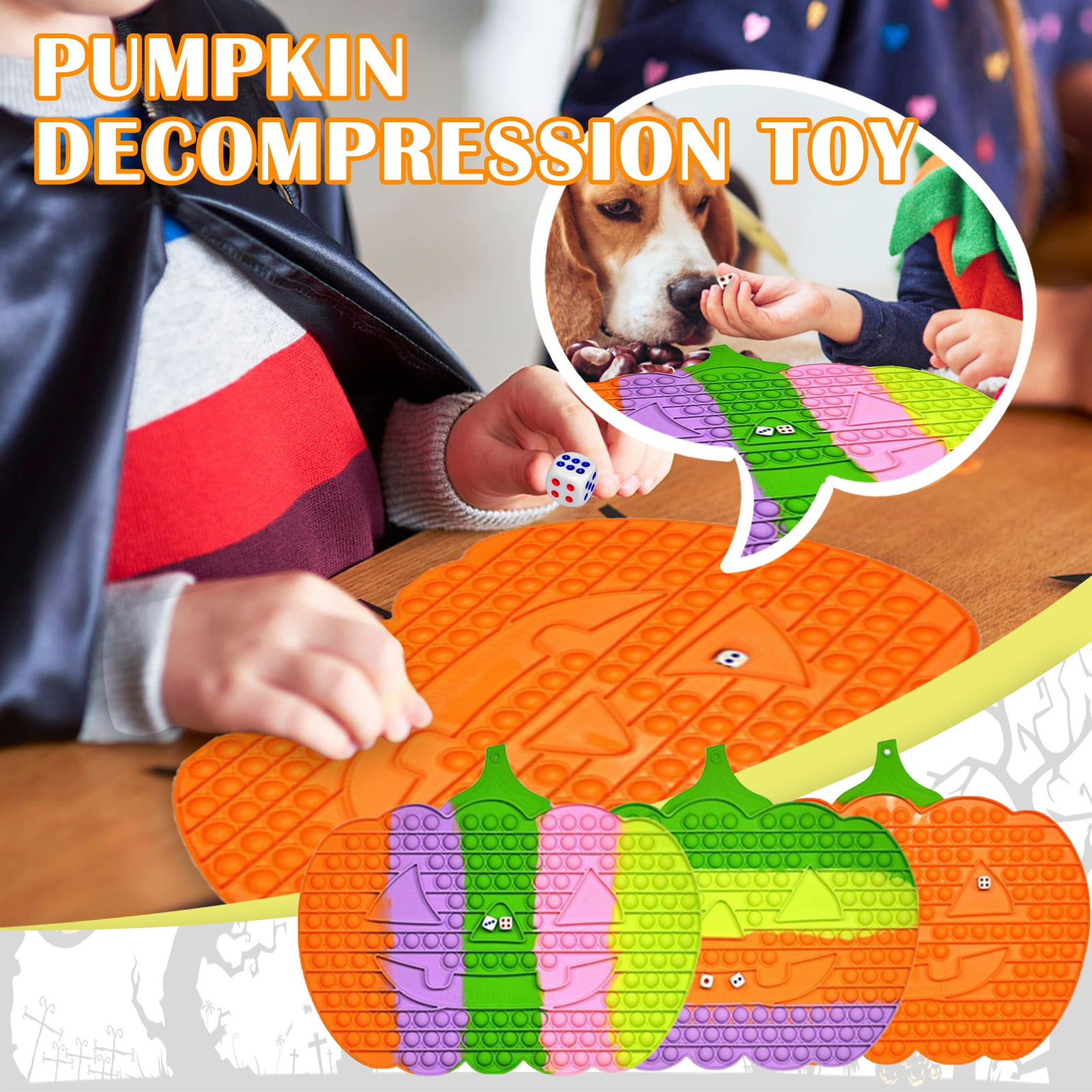 DEJUPE Halloween Decorations Halloween Pumpkin Silicone Push Pop Bubble ...