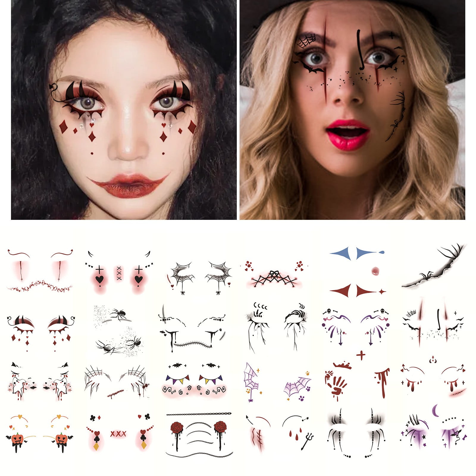DEJUPE Halloween Stickers Face Eye Stickers, Halloween Eye Liner ...