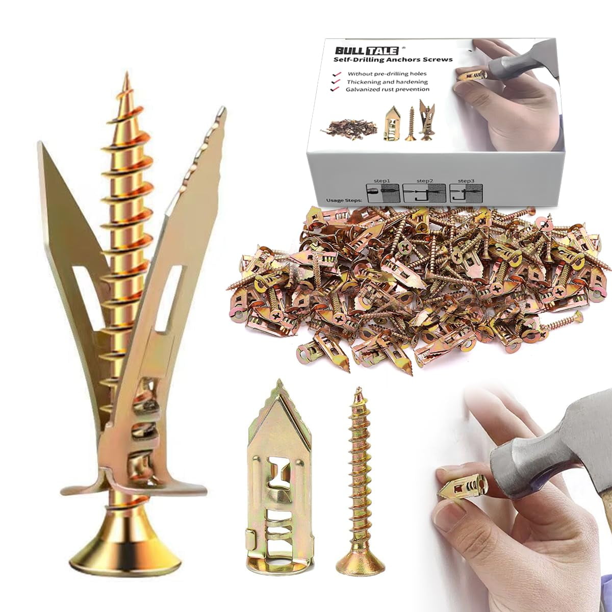 DEJUPE Self-Drilling Drywall Anchors,Drywall Screws and Anchors,Screws ...