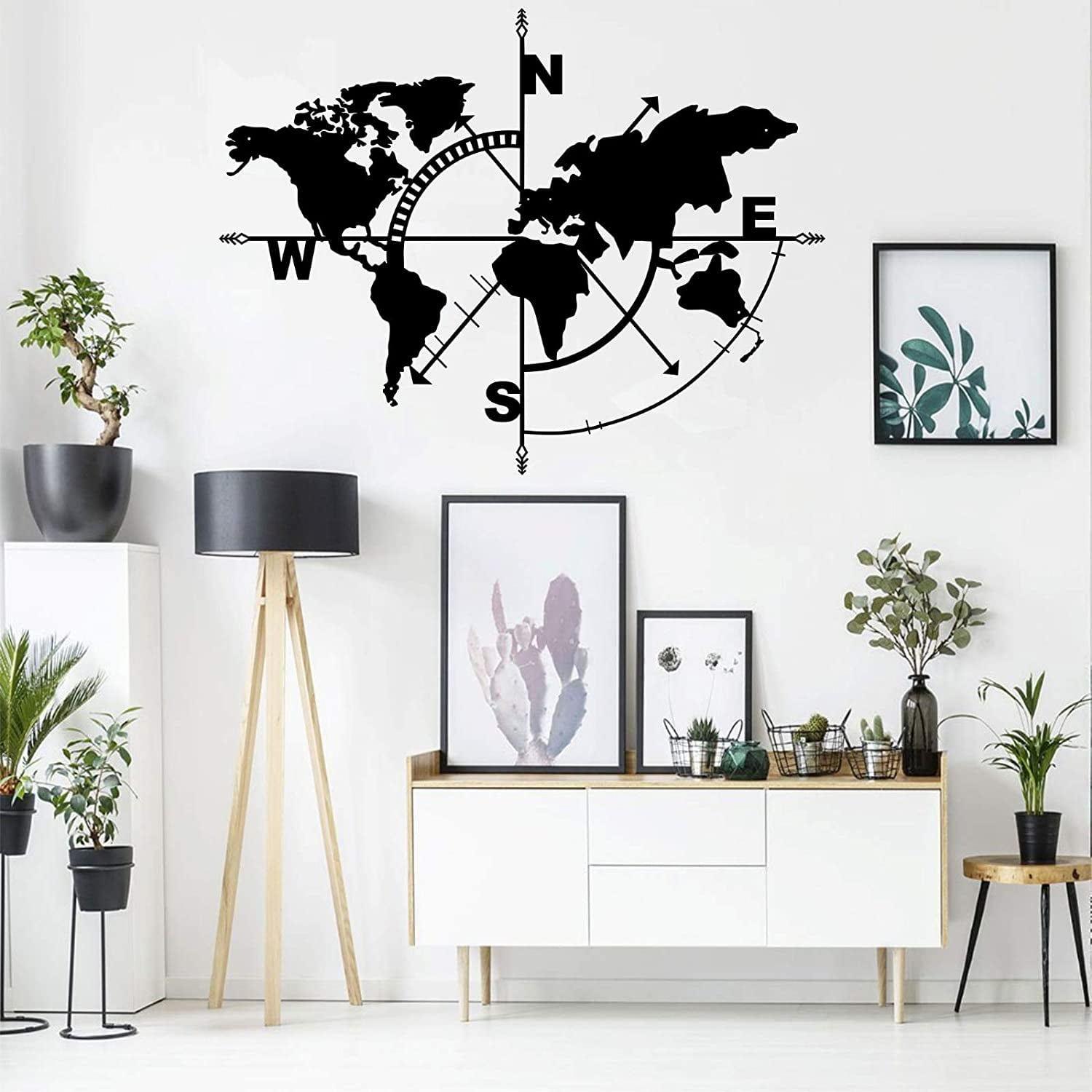 DEKADRON Metal Wall Art, Metal World Map Compass, Metal Wall Decor ...