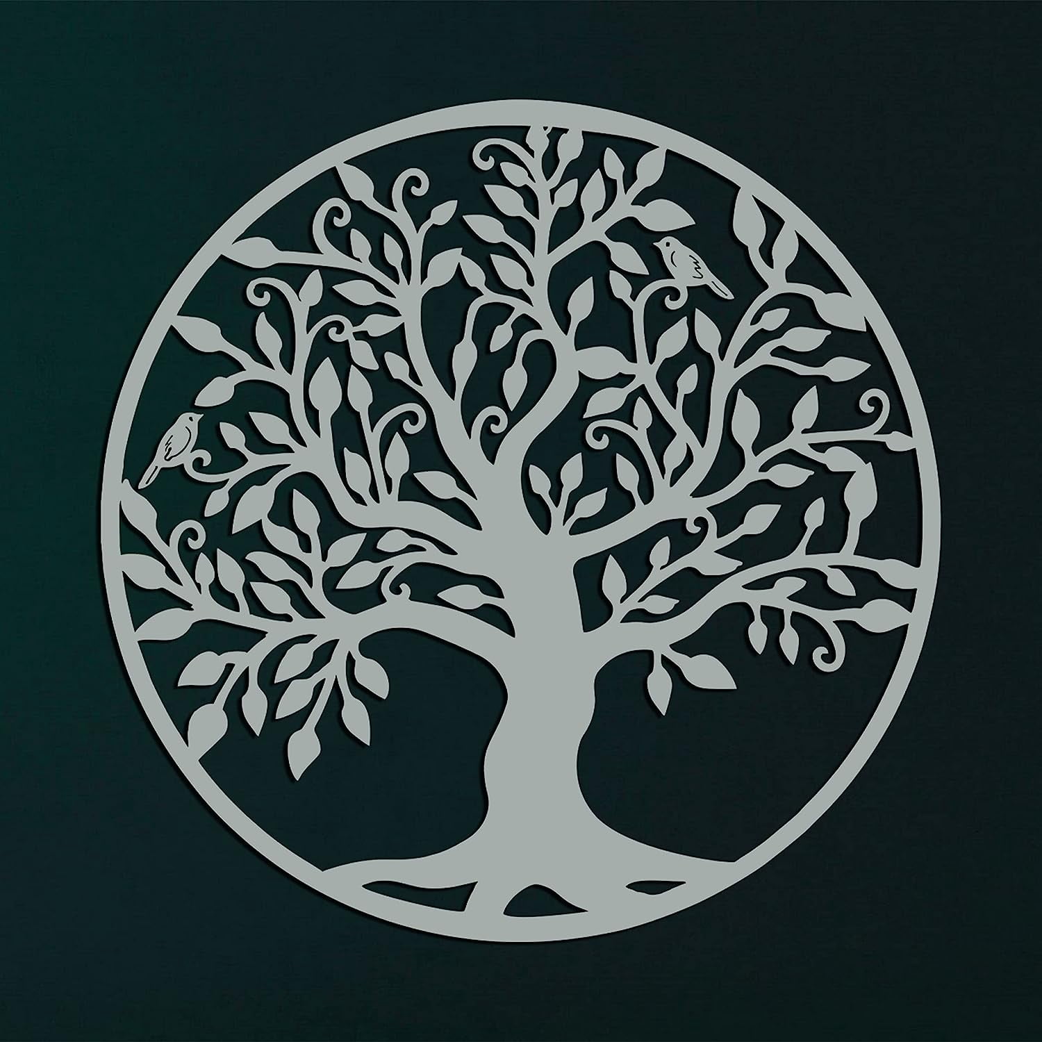 DEKADRON Metal Wall Art - Silver Grey Tree of Life - Metal Family Tree ...