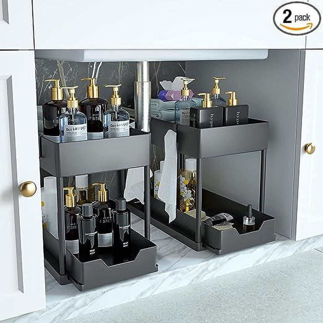 DEKAVA Under Sink Organizer 2 Pack，Bathroom Cabinet Organizer，2 Tier ...