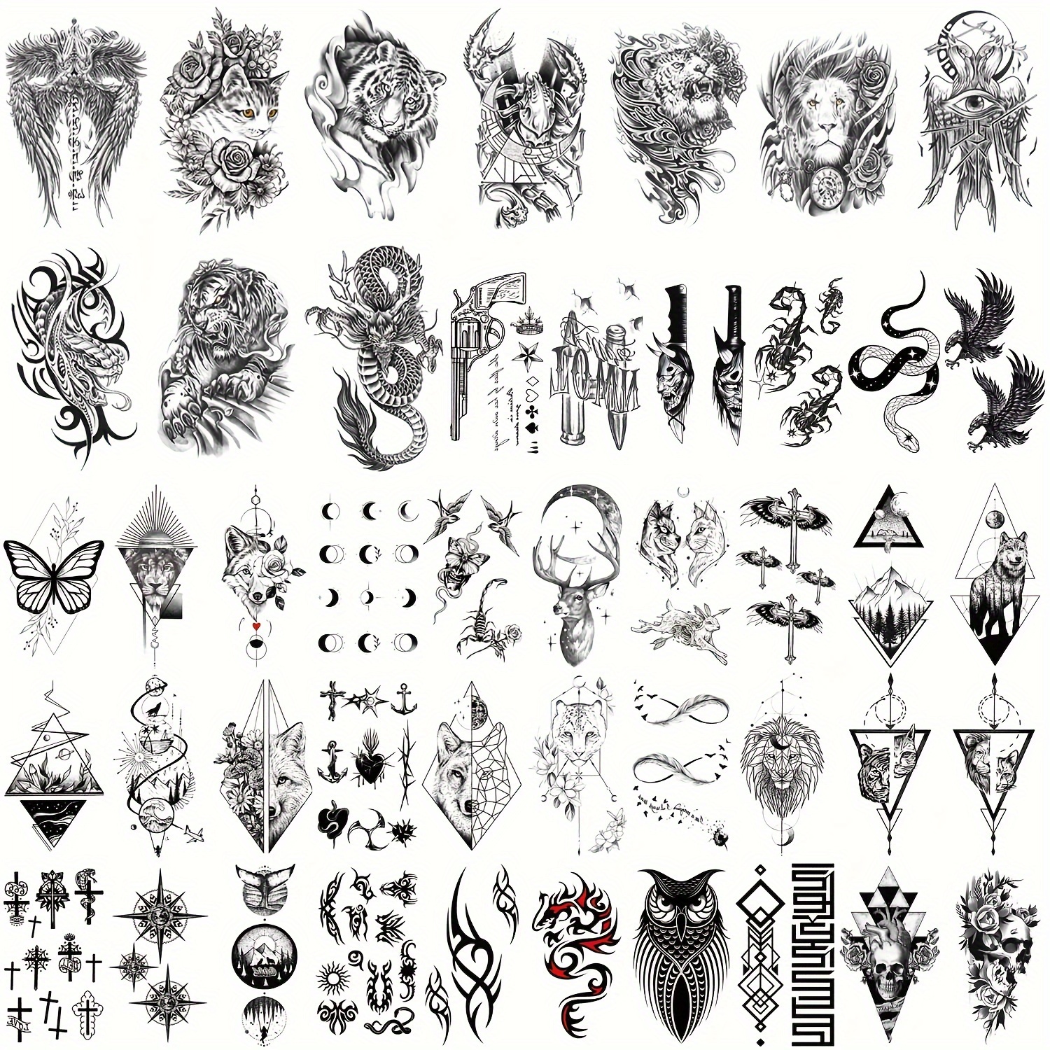 DEKAXI DEKAXID GLARYYEARS Mens Temporary Tattoo Collection - 46-Piece ...