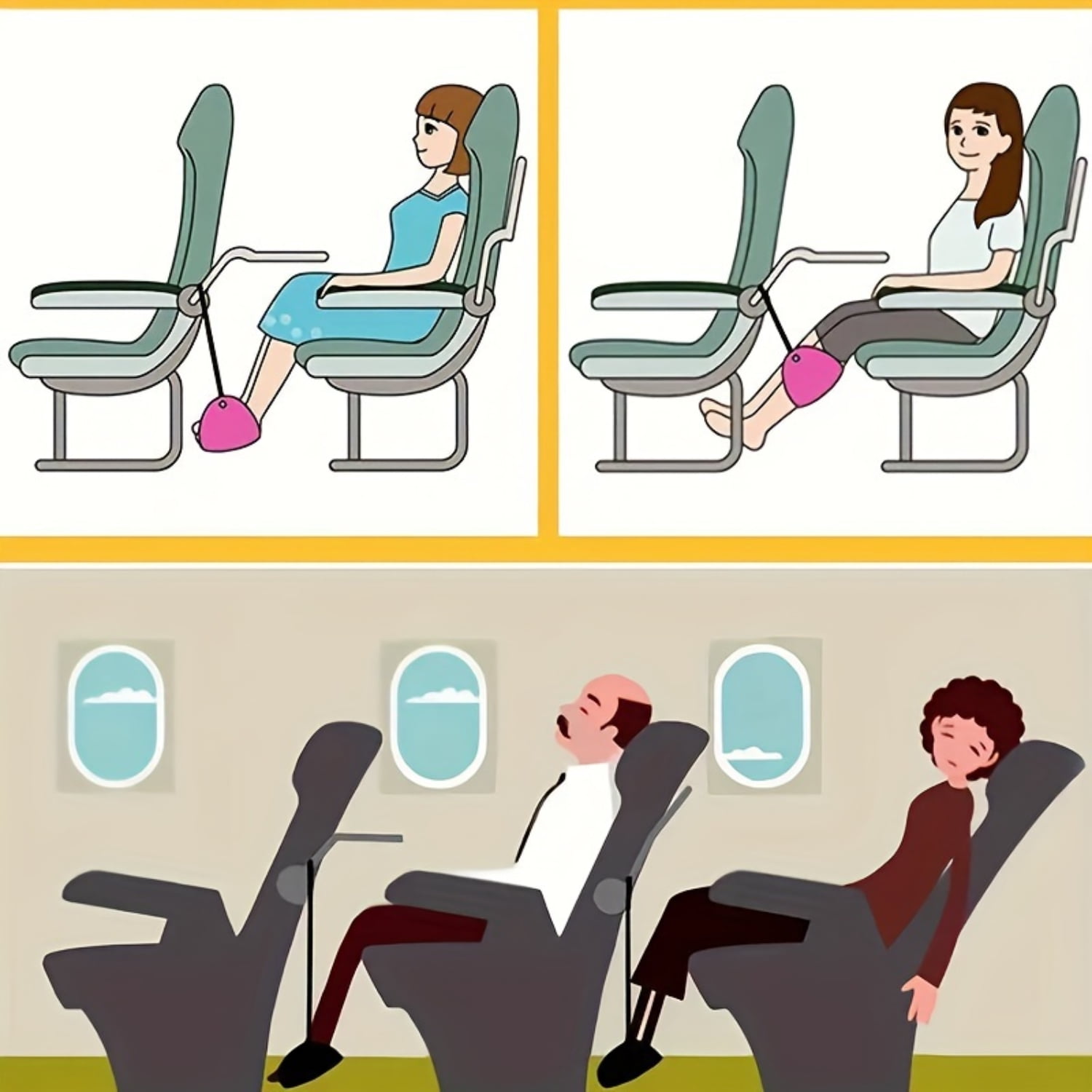 DEKAXID 1/2pcs Airplane Footrest With Adjustable Strap & Quick Release ...