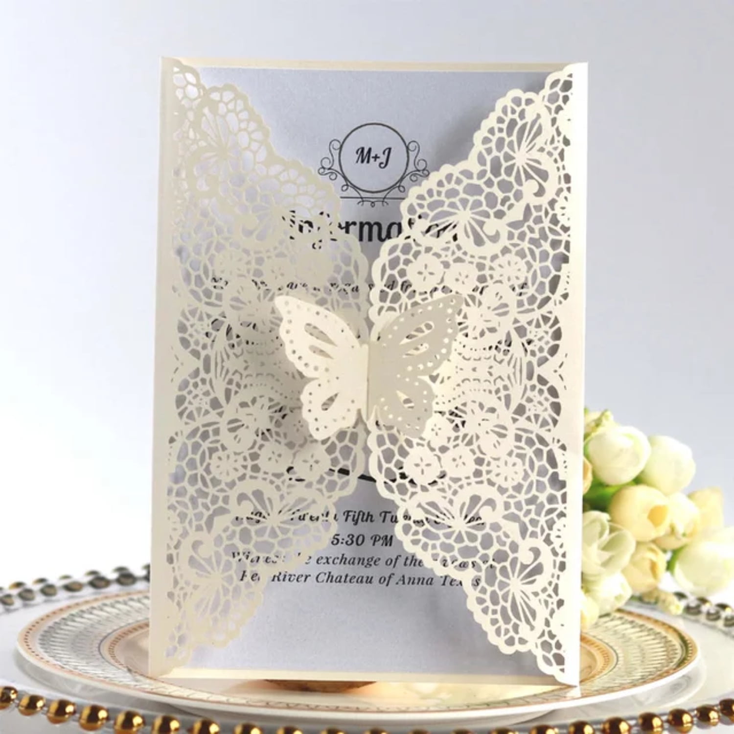DEKAXID 10/20pcs Butterfly Wedding Invitation Card Laser Cut Birthday ...