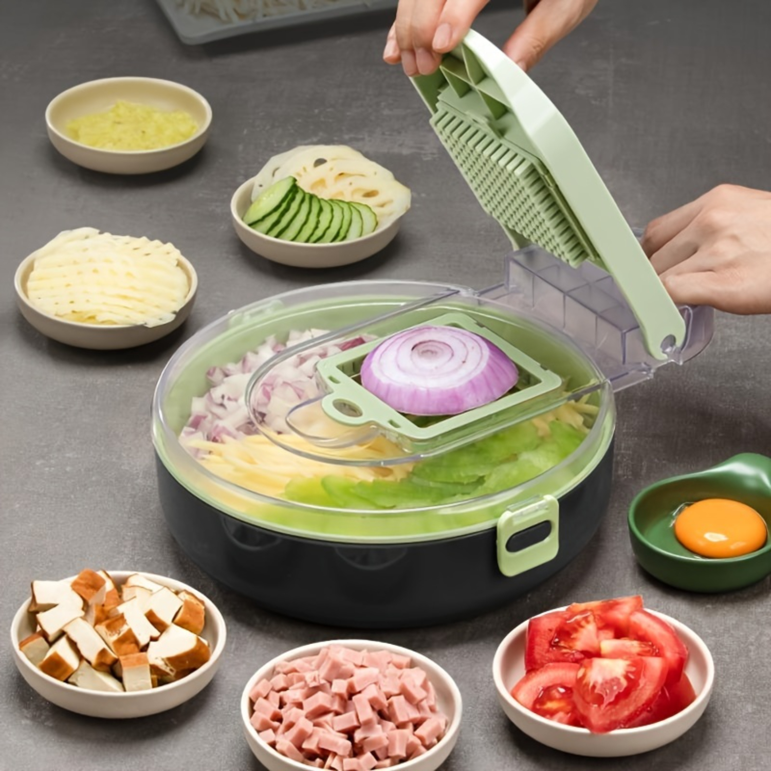 DEKAXID 14 in 1 Vegetable Chopper Multifunctional Fruit Slicer Manual ...