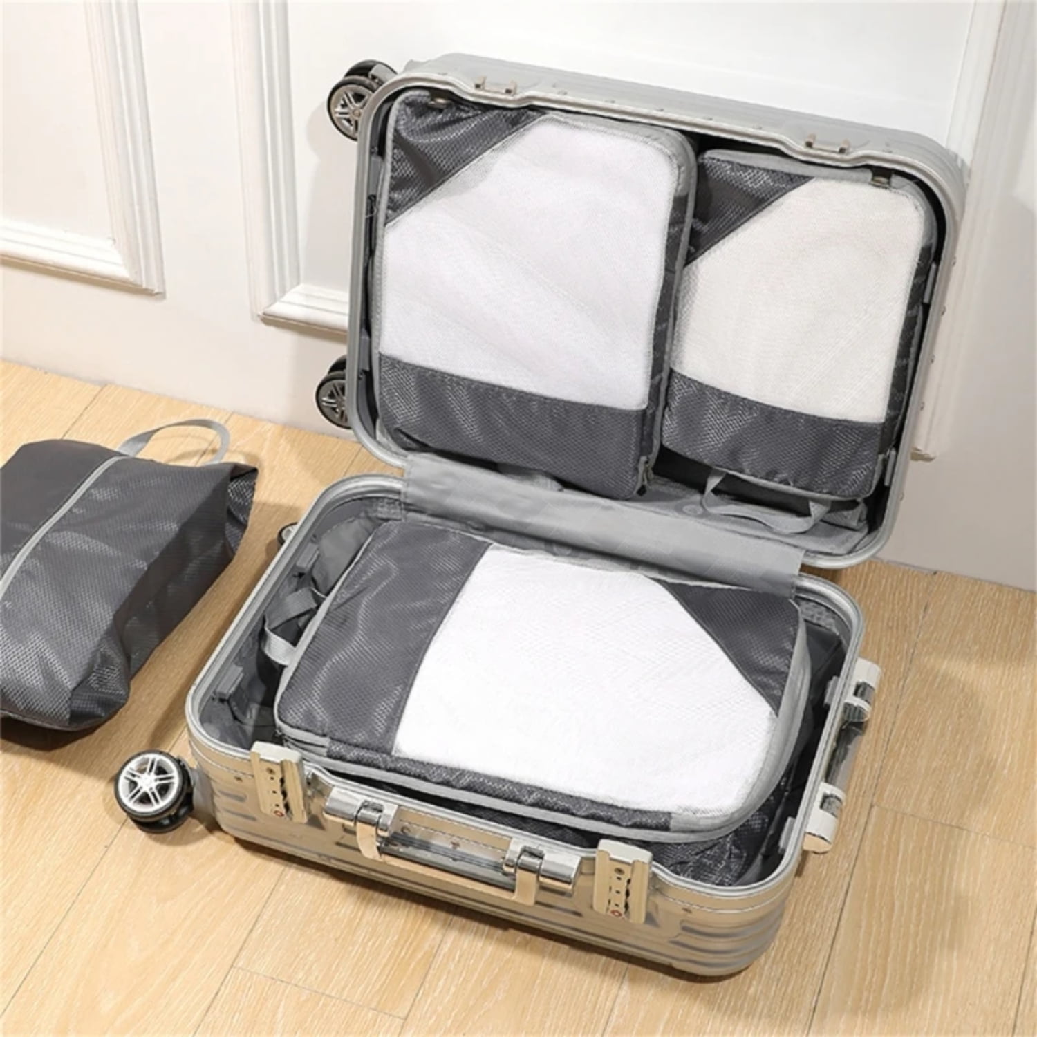 DEKAXID 4 Set Suitcase Compression Packing Cubes Travel Luggage Packing ...