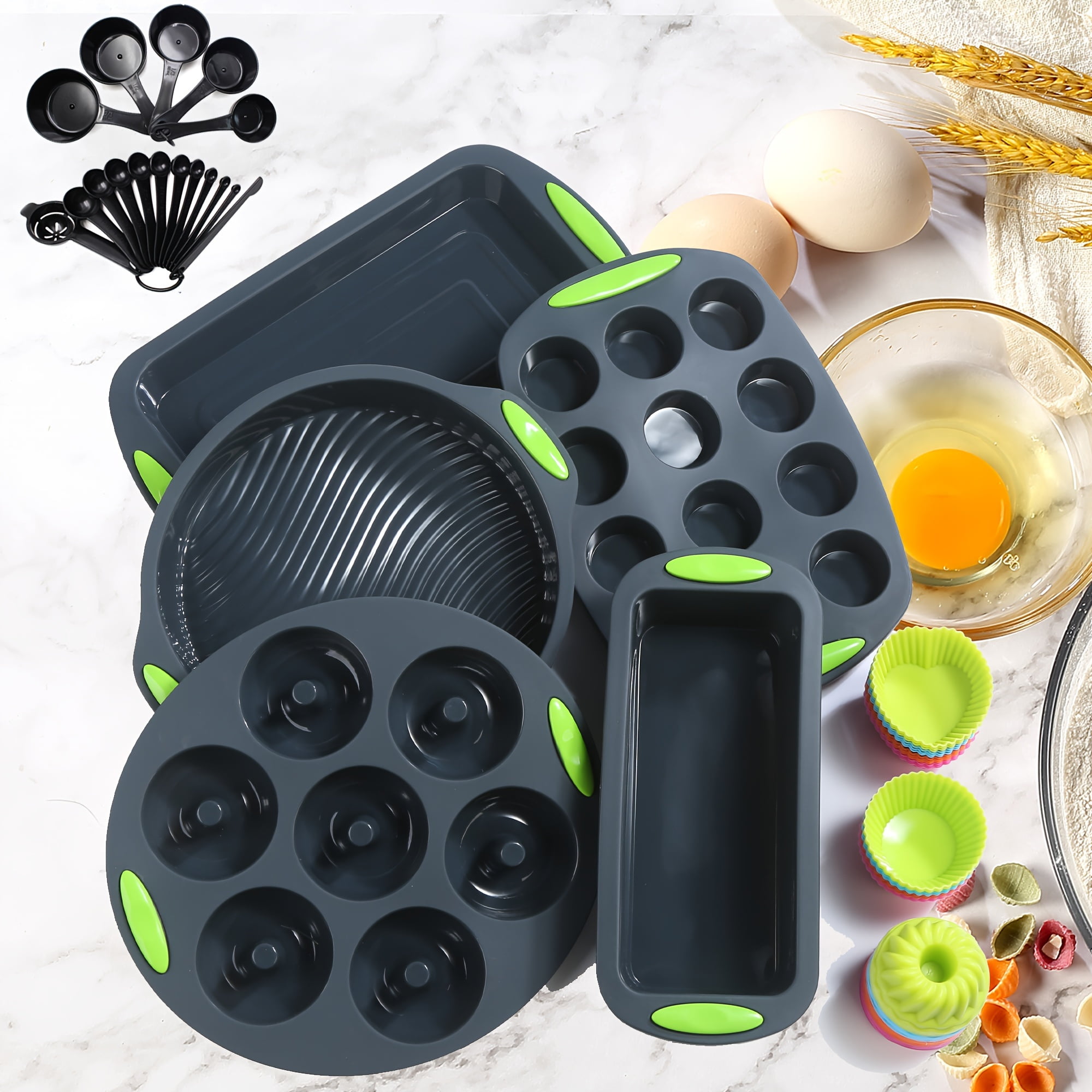 DEKAXID 41pcs Silicone Bakeware Set - Non-Stick & Flexible Cake Molds ...