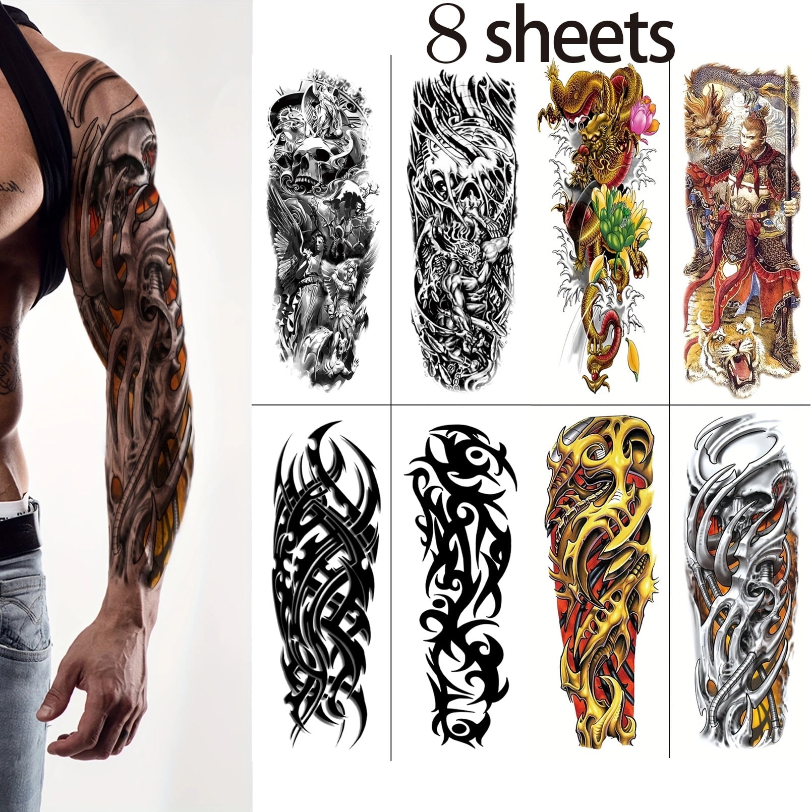 DEKAXID 8 Sheets Dragon Art Temporary Tattoos - Intricate Designs for ...