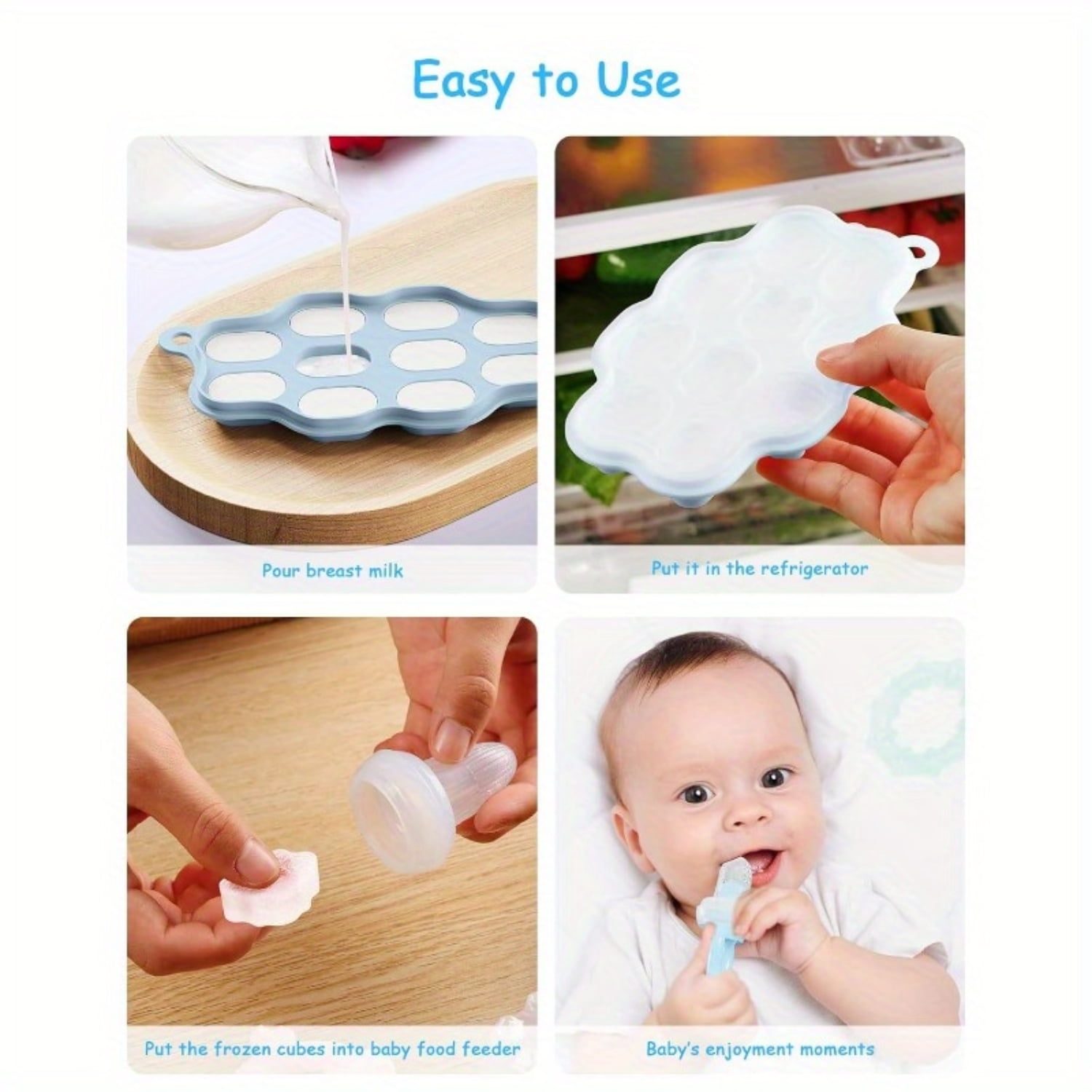 DEKAXID Baby Food Freezer Tray with Lid 2 Pack Silicone Nibble Freezer Tray Baby Fruit Food ...
