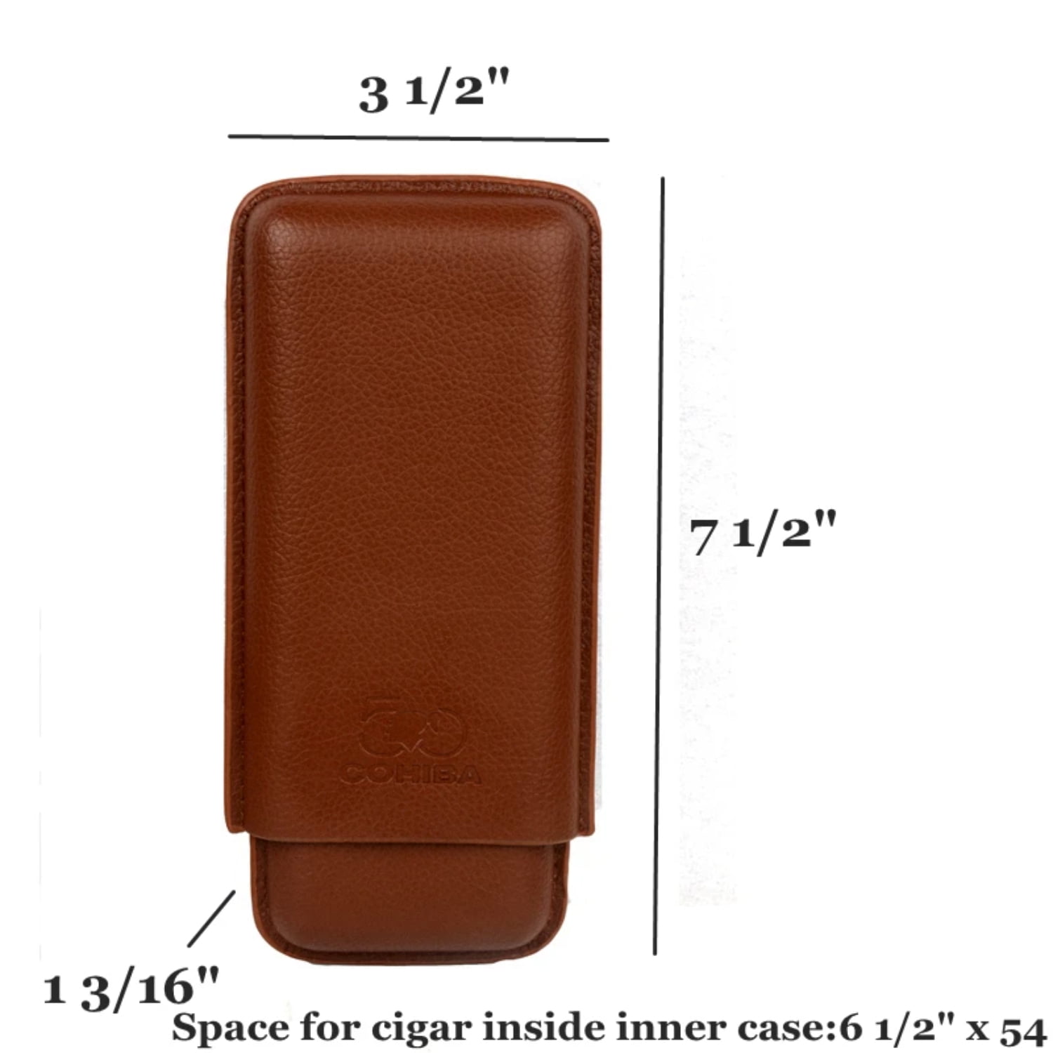 DEKAXID COHIBA Leather Cigar Case 3 Tube Long Cigar Holder with V-shape ...