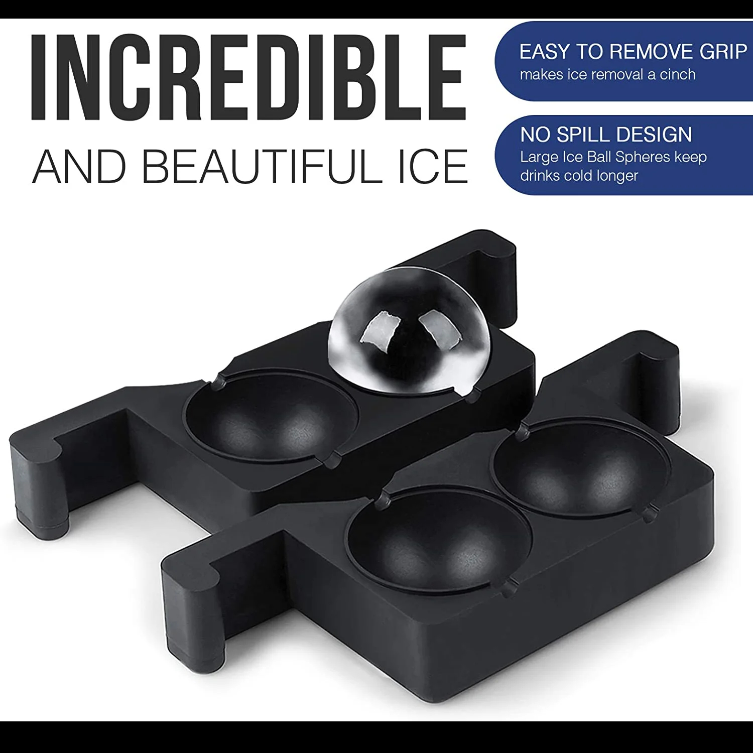 DEKAXID Clear Ice Ball Maker Silicone Ice Cube Maker Whiskey Tray ...