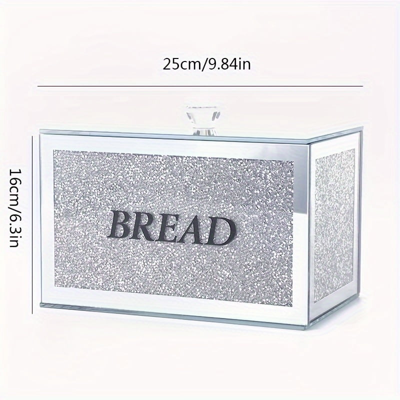 DEKAXID Crystal Glass Bread Box with Resin Diamonds Reusable Rectangle ...