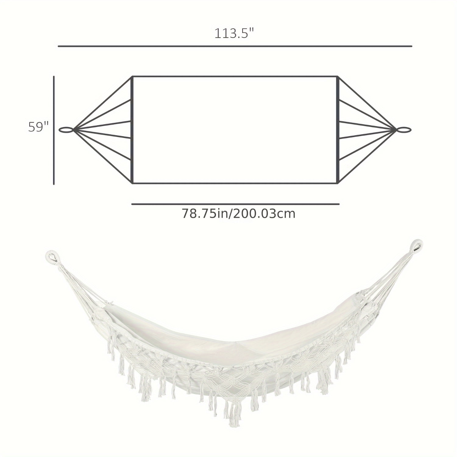 DEKAXID Extra Large Boho Hammock with Macrame Tassel Fringe Includes ...