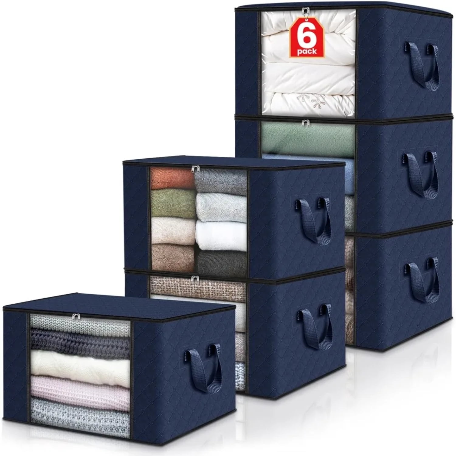 DEKAXID Fab totes 6 Pack Clothes Storage Foldable Blanket Storage Bags ...