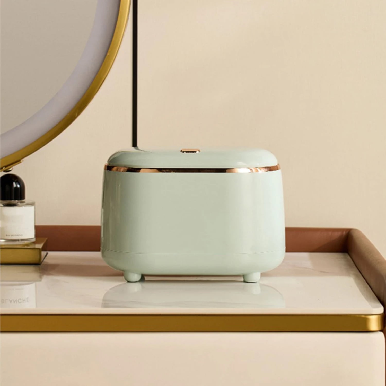 DEKAXID Mini Desk Trash Can With Lid Countertop Tiny Desktop Waste ...