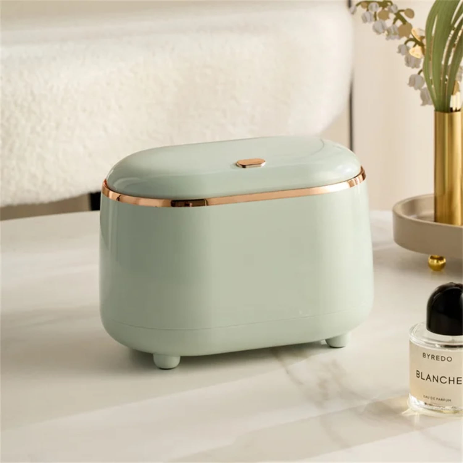 DEKAXID Mini Desk Trash Can With Lid Countertop Tiny Desktop Waste ...