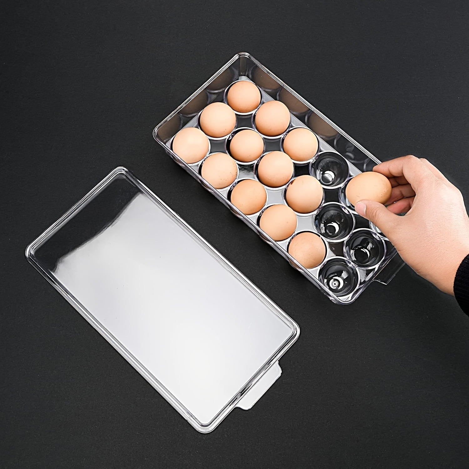 DEKAXID Stackable Fridge Egg Holder - Durable Plastic 12 & 18 Grid ...