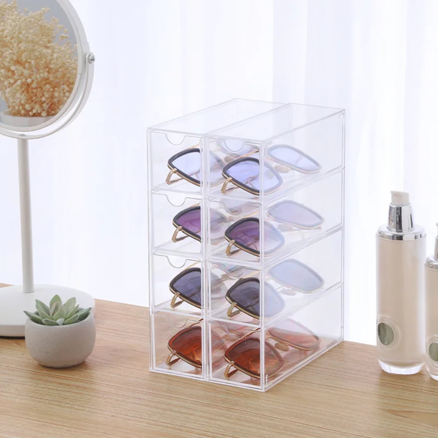 DEKAXID Transparent Acrylic storage box for sunglasses dustproof ...