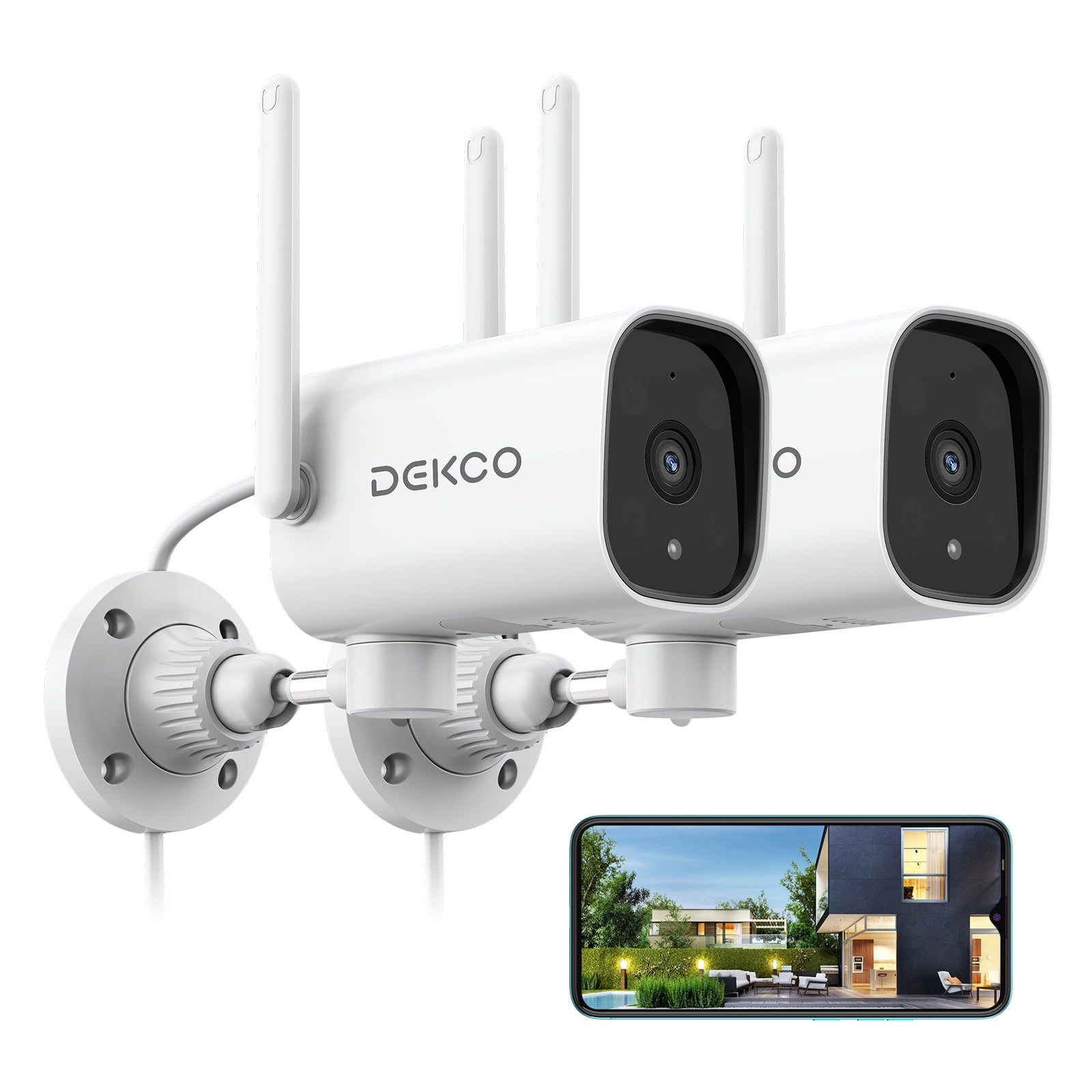 DEKCO WiFi Home Security Cameras, 1080p, 180° Pan, Night Vision, Motion ...