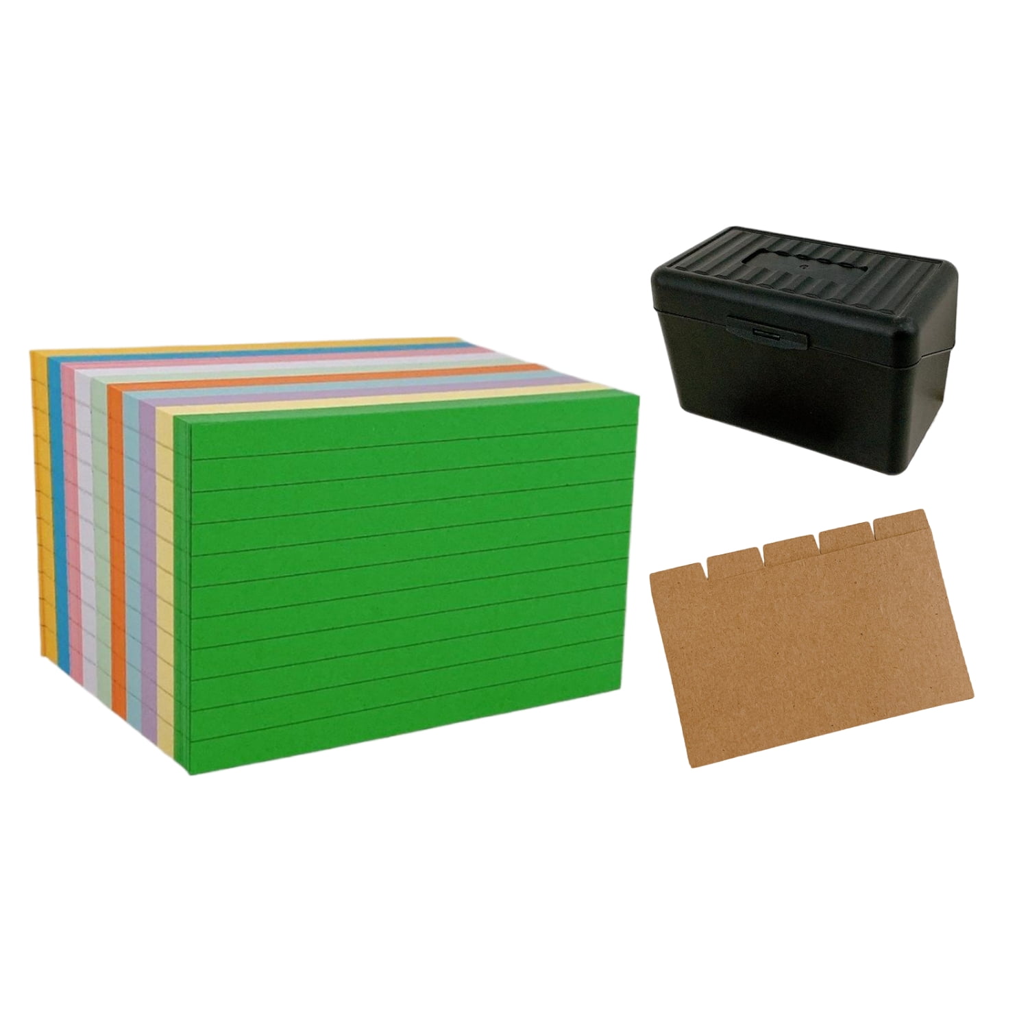 DEKEones 3x5 Index Card Holder with 100 Heavyweight Ruled Index Cards ...