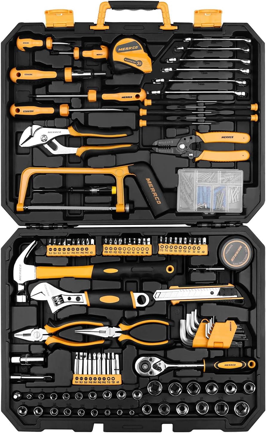 DEKO 198 Piece Home Repair Tool Kit, Wrench Plastic Toolbox with ...