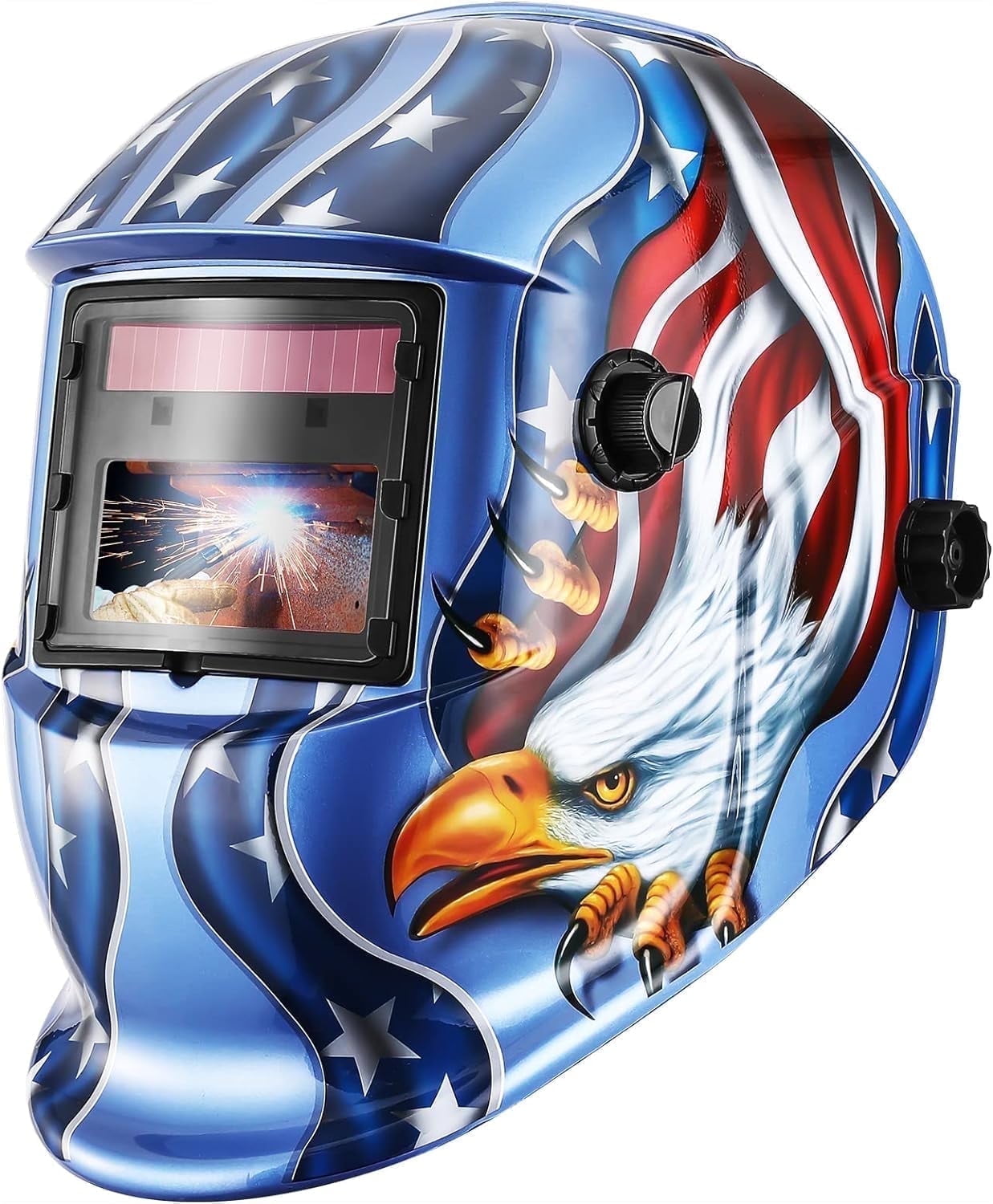 DEKO Blue Eagle Welding Helmet Auto Darkening: True Color Solar Powered ...