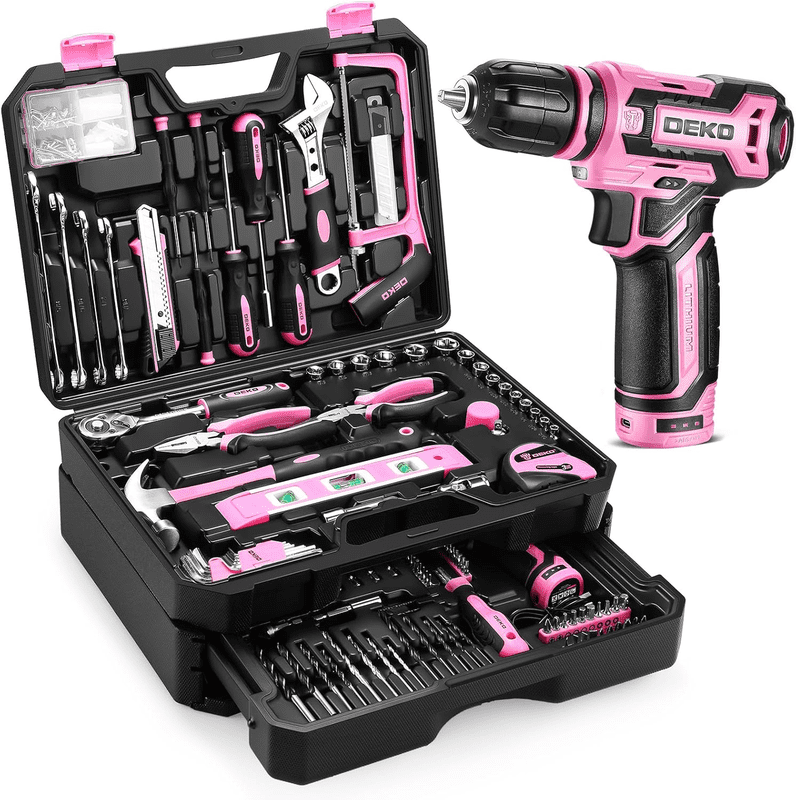 DEKO Home Mechanic Toolbox with 12V Power Cordless Drill Hand Repair Tools Sets Combo Kits ...