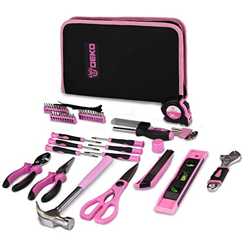 DEKO Pink 71 Piece Household Tool Kit,Ladies Portable Tool Set with ...