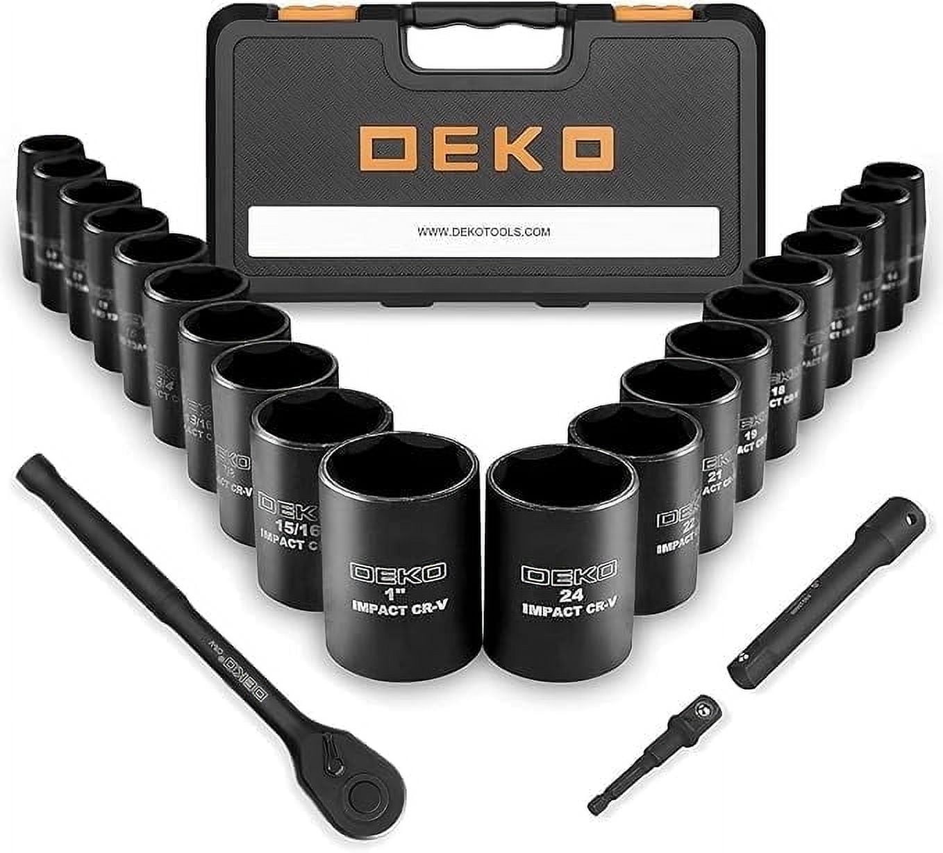 "DEKOPRO 1/2-Inch Impact Socket Set, 23 Pieces Drive Socket Set with 72 ...