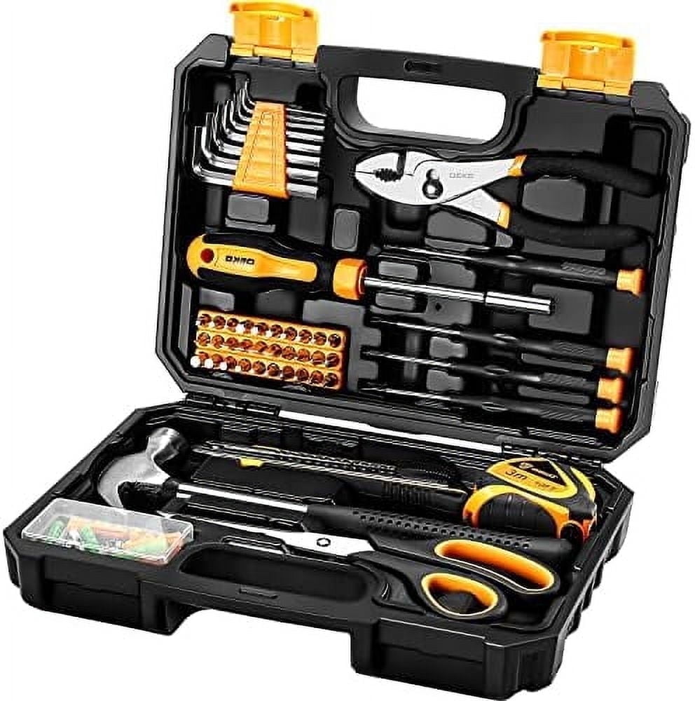 DEKOPRO General Household Hand Tool Kit with Plastic Toolbox Storage Case, All Purpose Home Tool ...