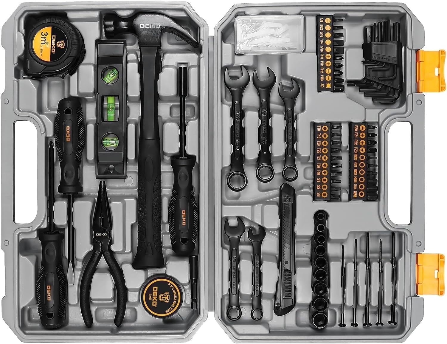 DEKOPRO Tool Kit Set Box Home Repair Tools Basic Hand Toolbox Sets ...
