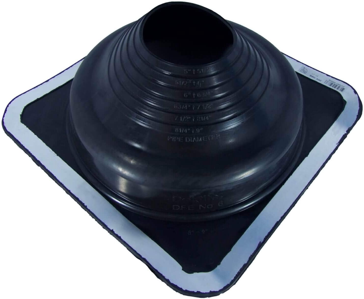 DEKTITE #6 (DFE106B) Square Black EPDM Flexible Pipe Flashing, Roof ...