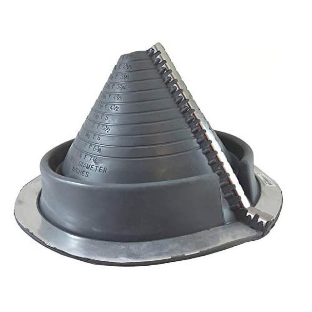 DEKTITE Round Base Pipe Flashing Boot: #802 (RF802G) RETROFIT Gray EPDM Flexible Pipe Flashing ...