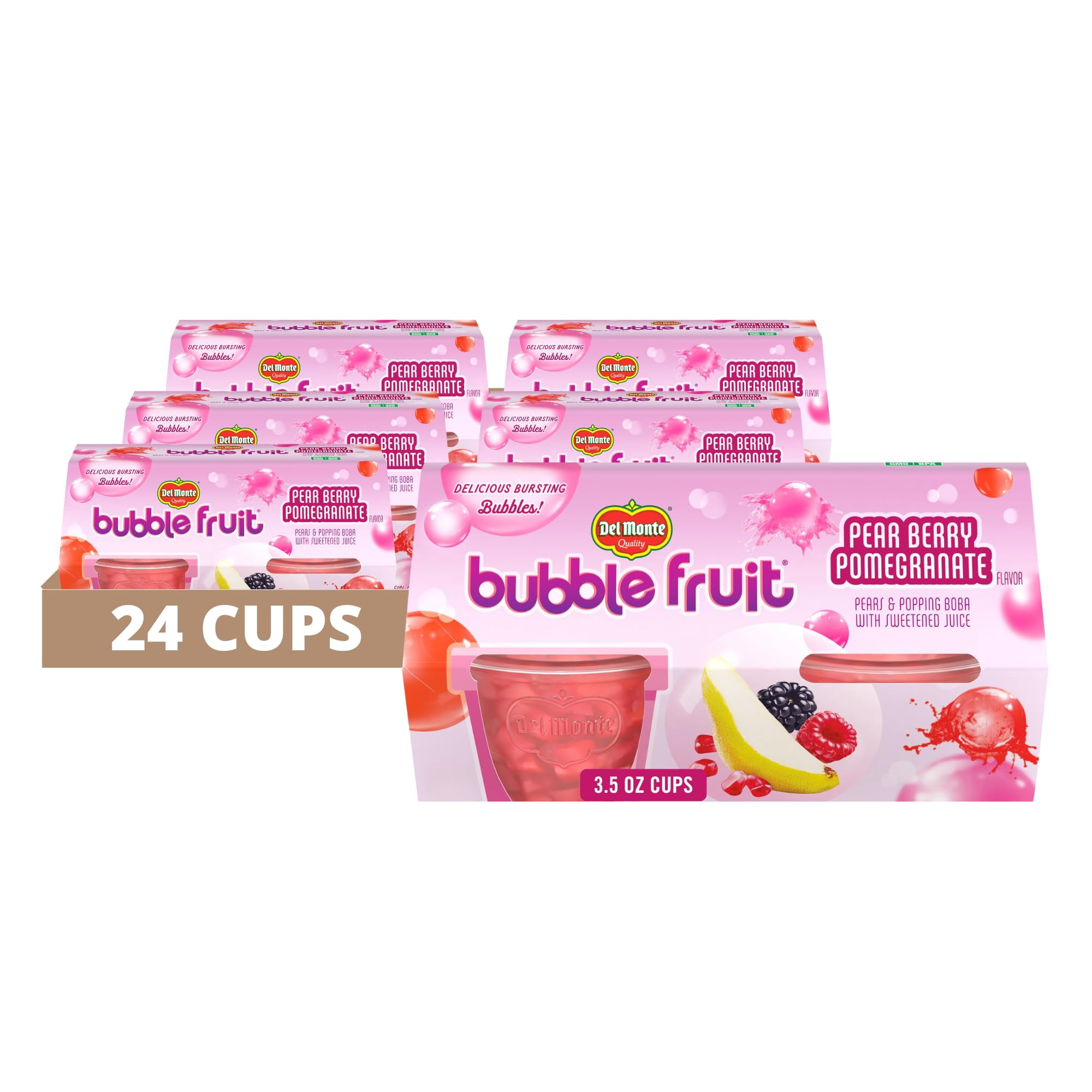 DEL MONTE BUBBLE FRUIT MFF30 Pear Berry Pomegranate-Flavored FRUIT CUP ...