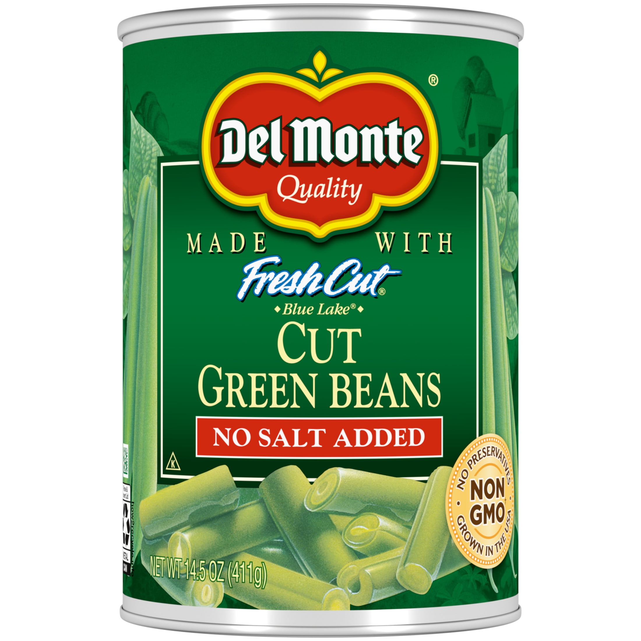 DEL MONTE Cut Green Beans No Salt Added Canned Vegetables, 14.5 oz Can ...