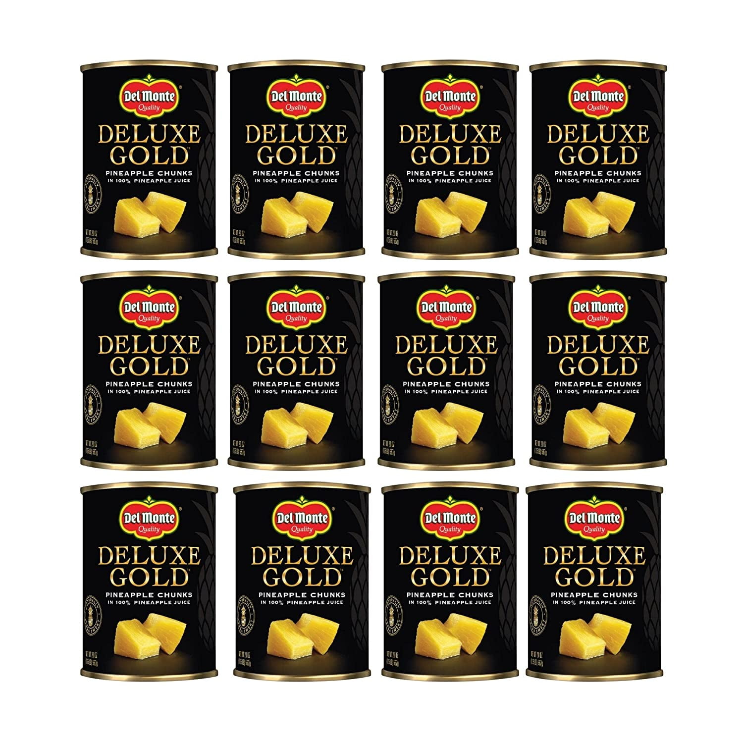 DEL MONTE DELUXE GOLD Pineapple Chunks in 100% Pineapple Juice, Canned ...