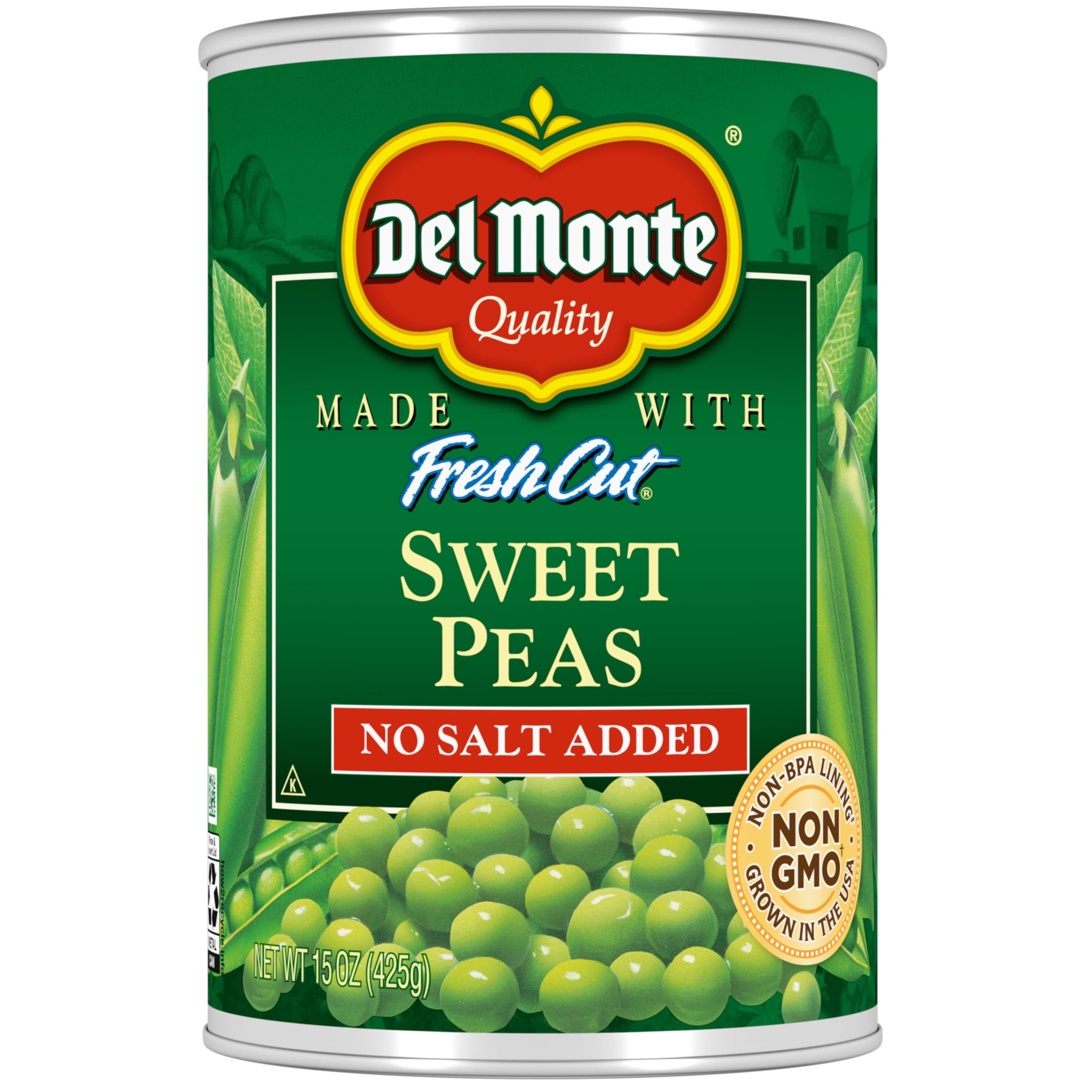 DEL MONTE Fresh Cut Low Sodium Sweet Peas, Canned Vegetables, 15 oz Can ...