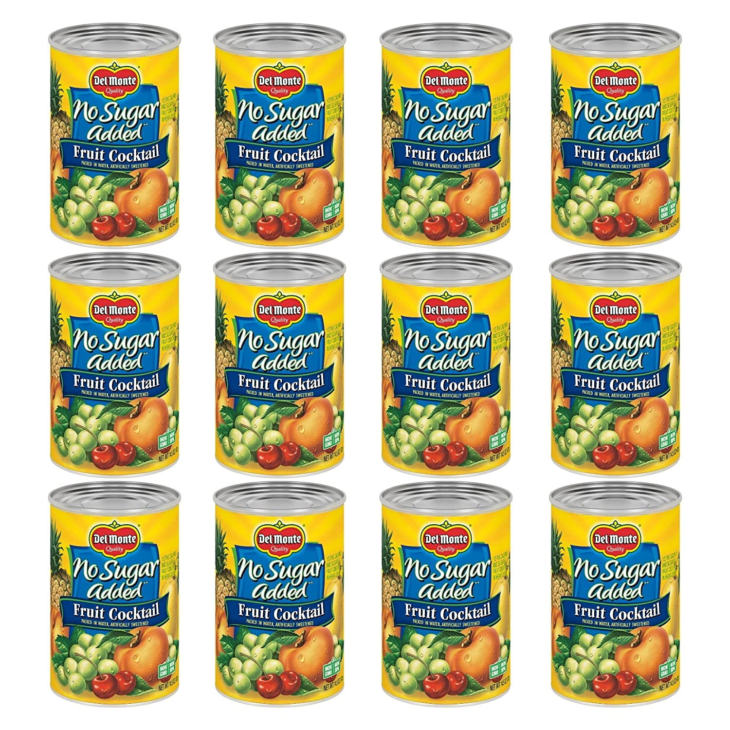 DEL MONTE No Sugar Added Fruit Cocktail, Canned Fruit, 12 Pack, 14.5 oz ...