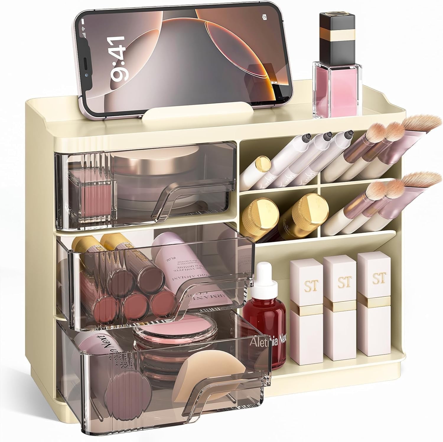 Delamu Makeup Organizer with Drawers, Multi-Use Vanity Organizer ...
