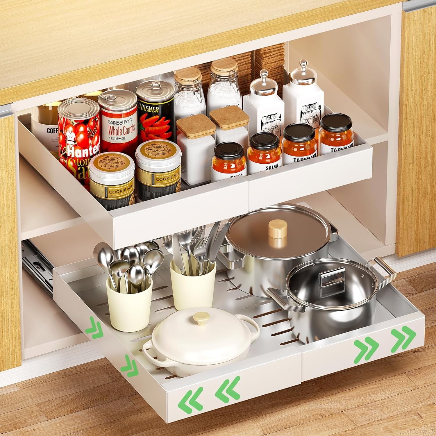DELAMU Pull out Cabinet Organizer for Kitchen, Space-Saving Slide out ...