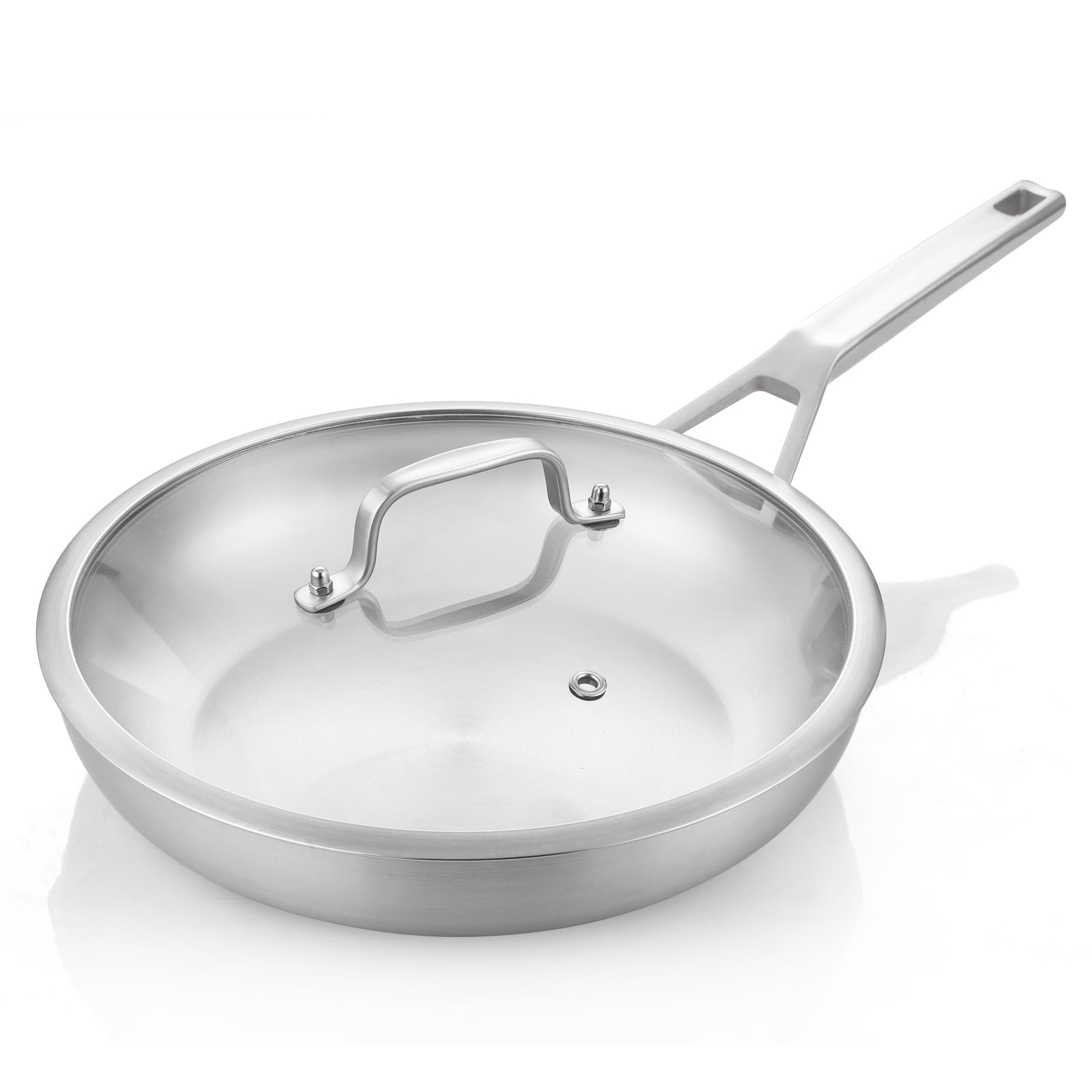 DELARLO Tri-Ply Stainless Steel 10inch Frying Pan With Lid, Oven safe ...
