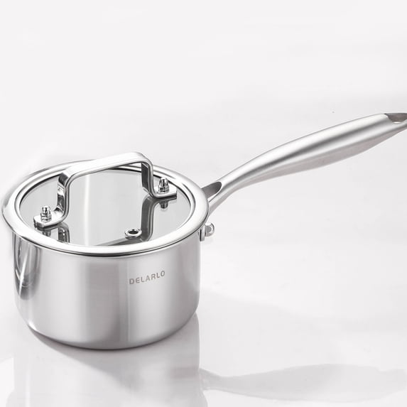 DELARLO Tri-Ply Stainless Steel 2.5QT Saucepan, Induction Cooking ...