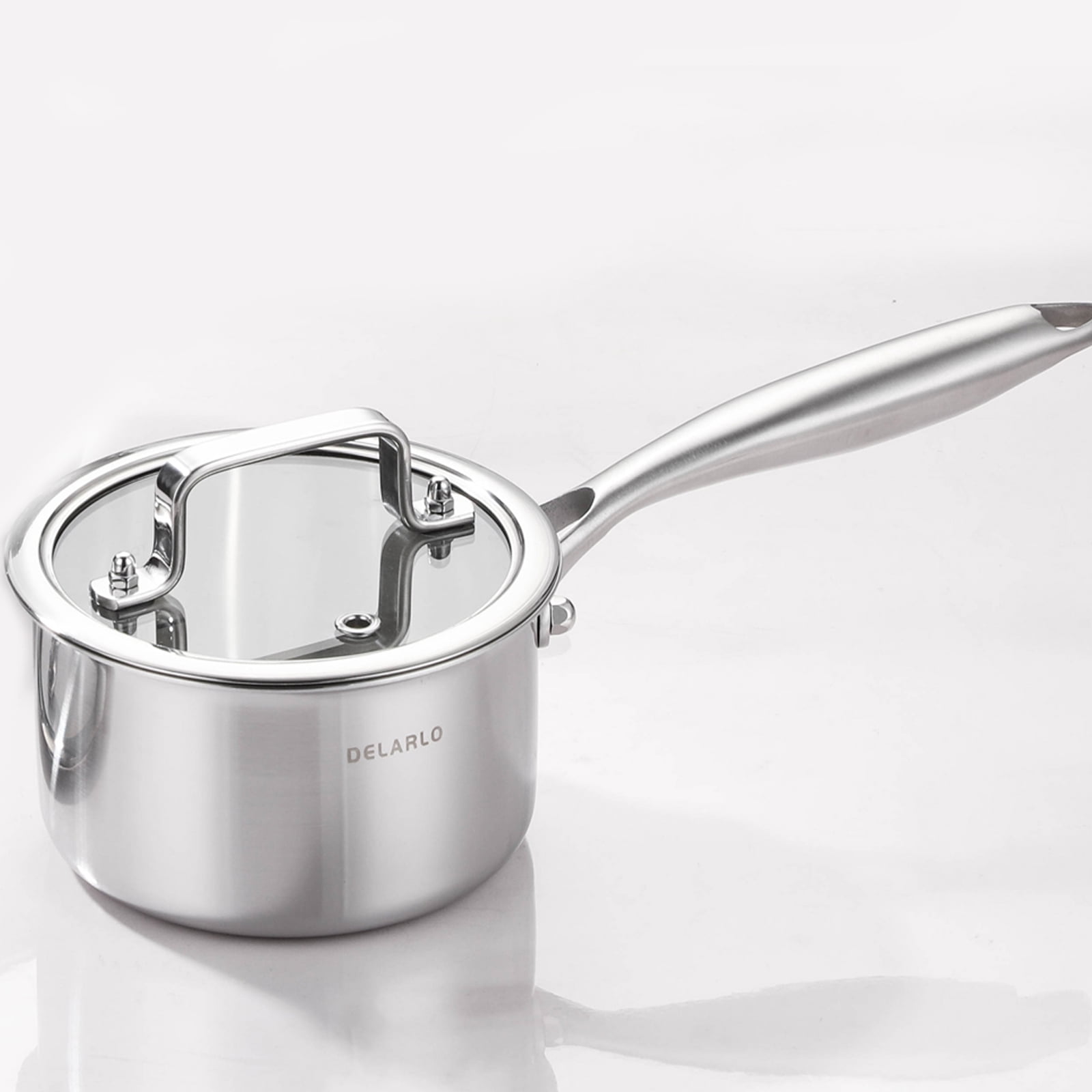 DELARLO Tri-Ply Stainless Steel 2QT induction Cooking Small Saucepan ...