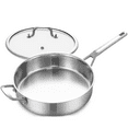 DELARLO Tri-Ply Stainless Steel 5QT Saute Pan with lid 12 Inch Deep ...