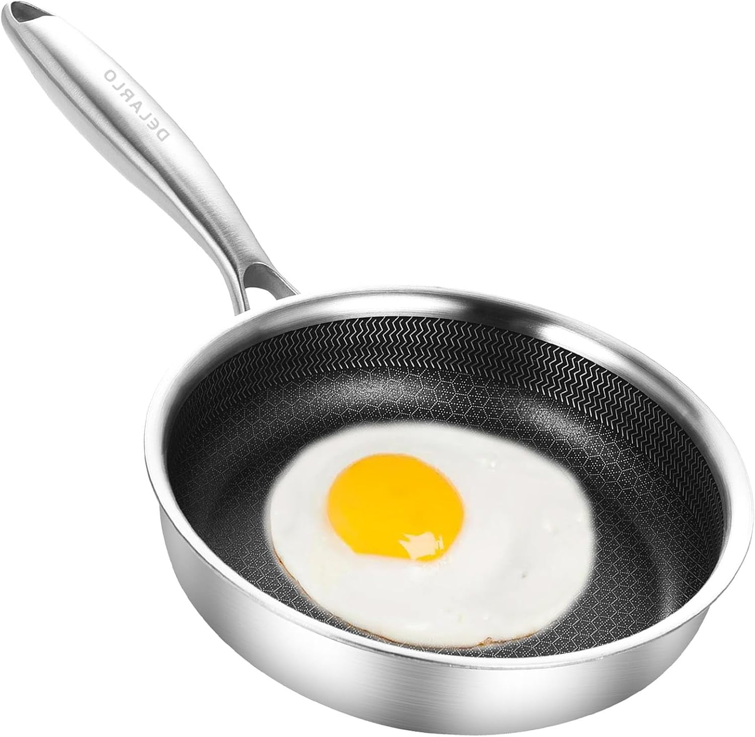 DELARLO Tri-Ply Stainless Steel 6 Inch Hybrid Small Frying Pan, Durable ...