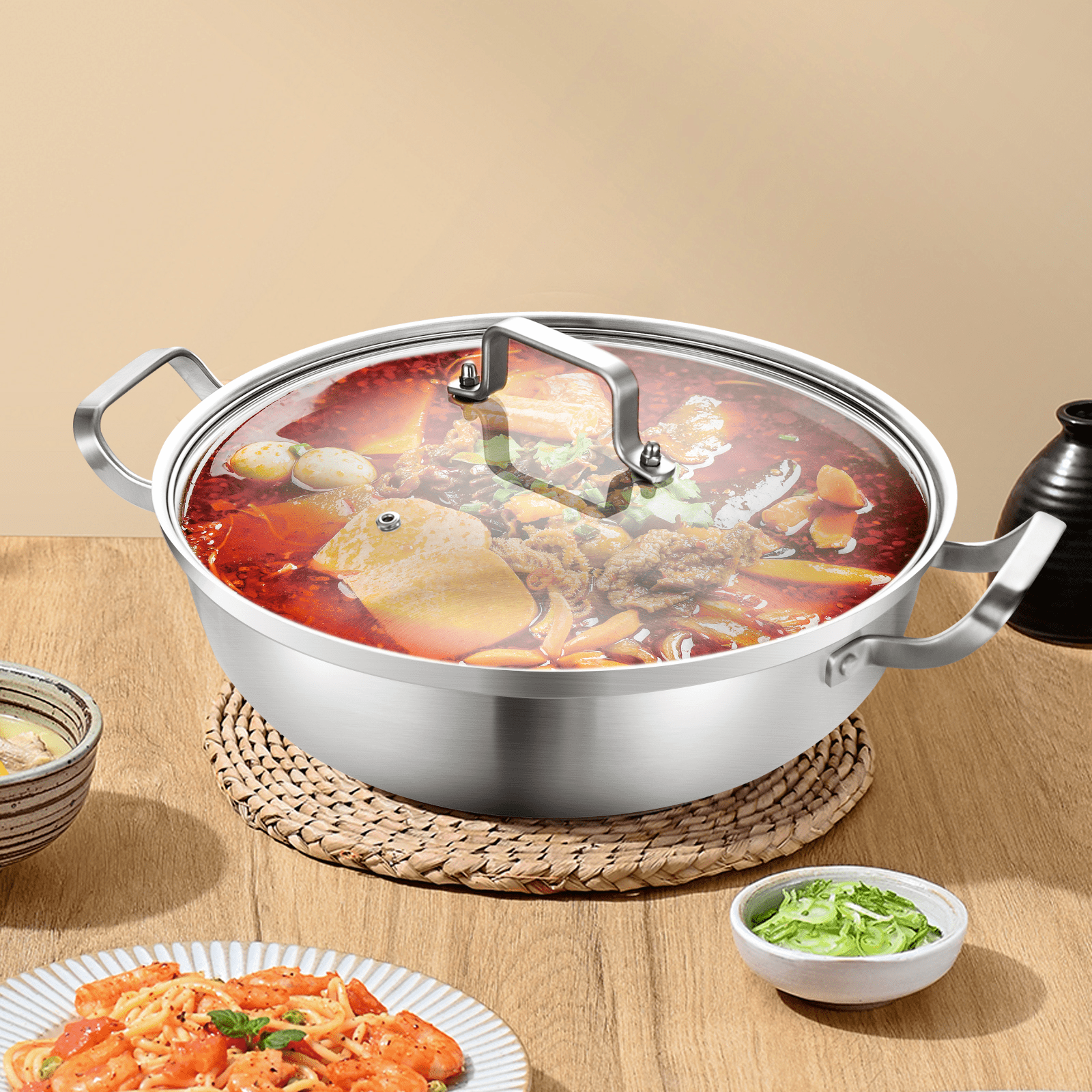 DELARLO Tri-Ply Stainless Steel Everyday Pan 13inch,Kitchen Deep ...