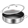 DELARLO Tri-Ply Stainless Steel Saute Pan 6 Quarts Deep Frying Pan, 12 ...